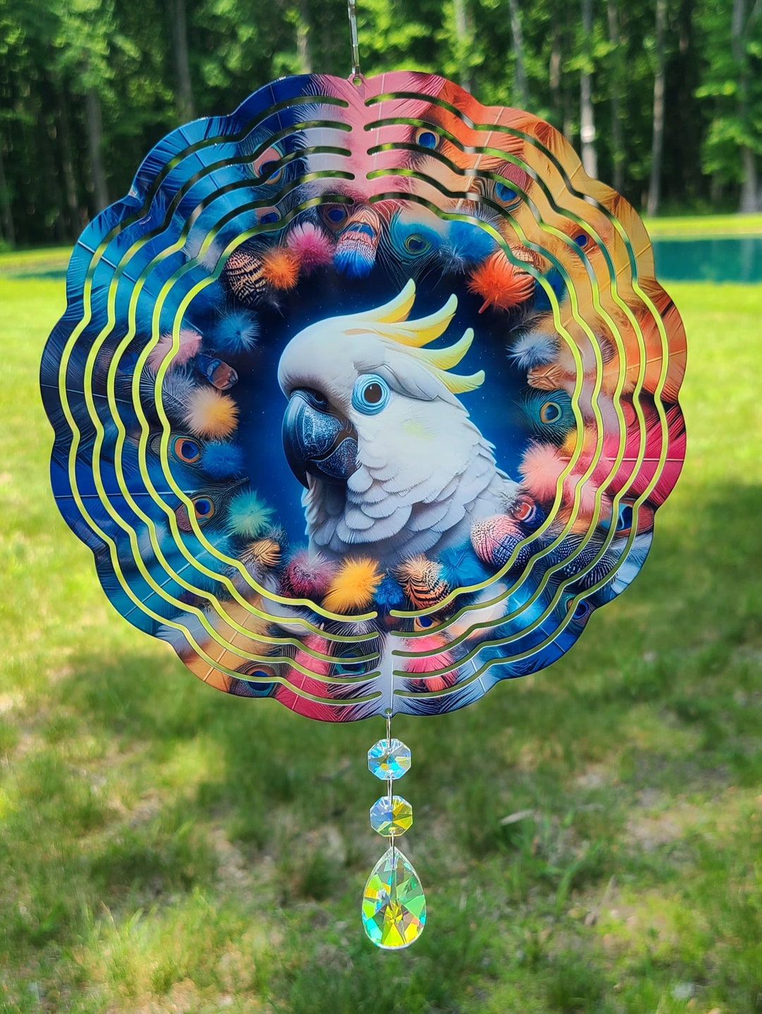 Outdoor Cockatoo Parrot Wind Spinner Decoration - Etsy