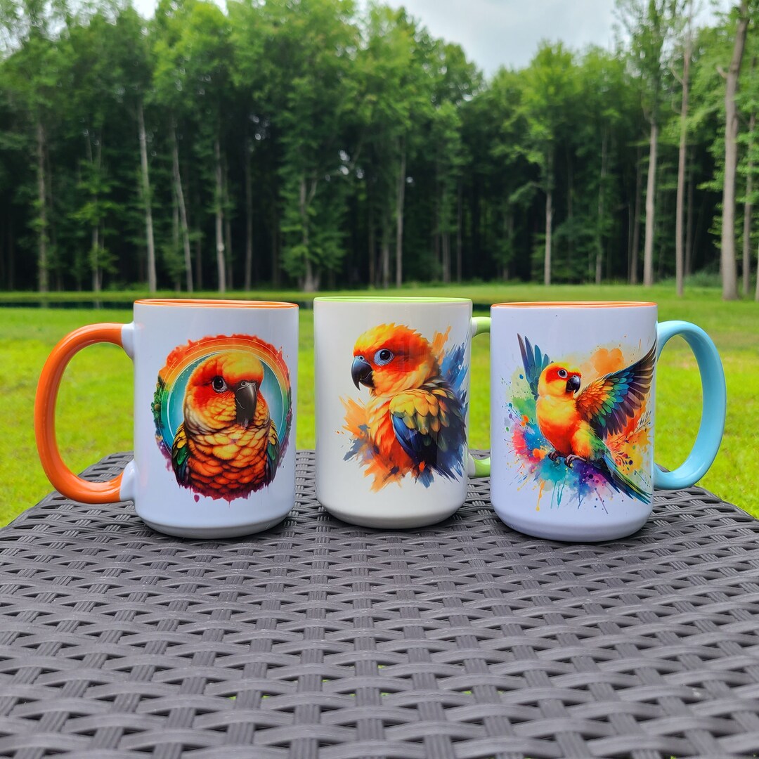 Sun Conure Parrot Mug, Colorful Ceramic Coffee Cup, Bird Lover Gift - Etsy