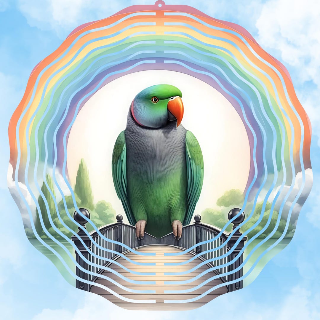Indian Ringneck Parakeet Wind Spinner, Rainbow Bridge Memorial, Pet ...