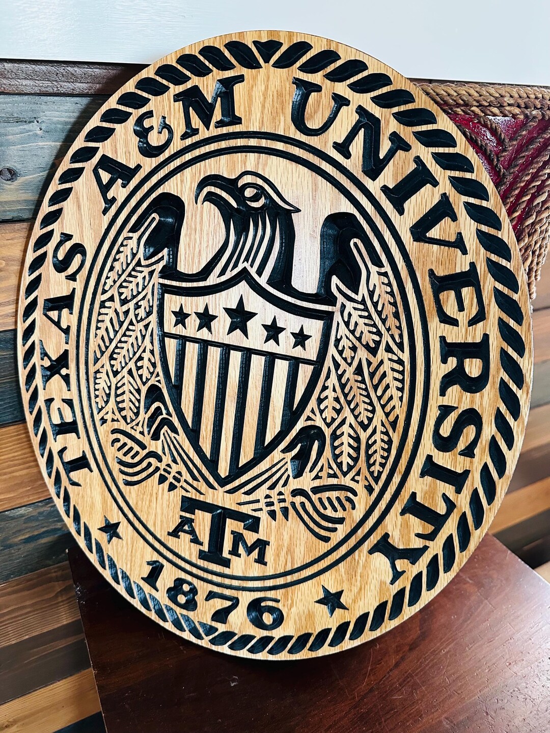Carved Texas Aggie Ring Crest, Aggie Graduation Gift, Carved A&M Seal ...