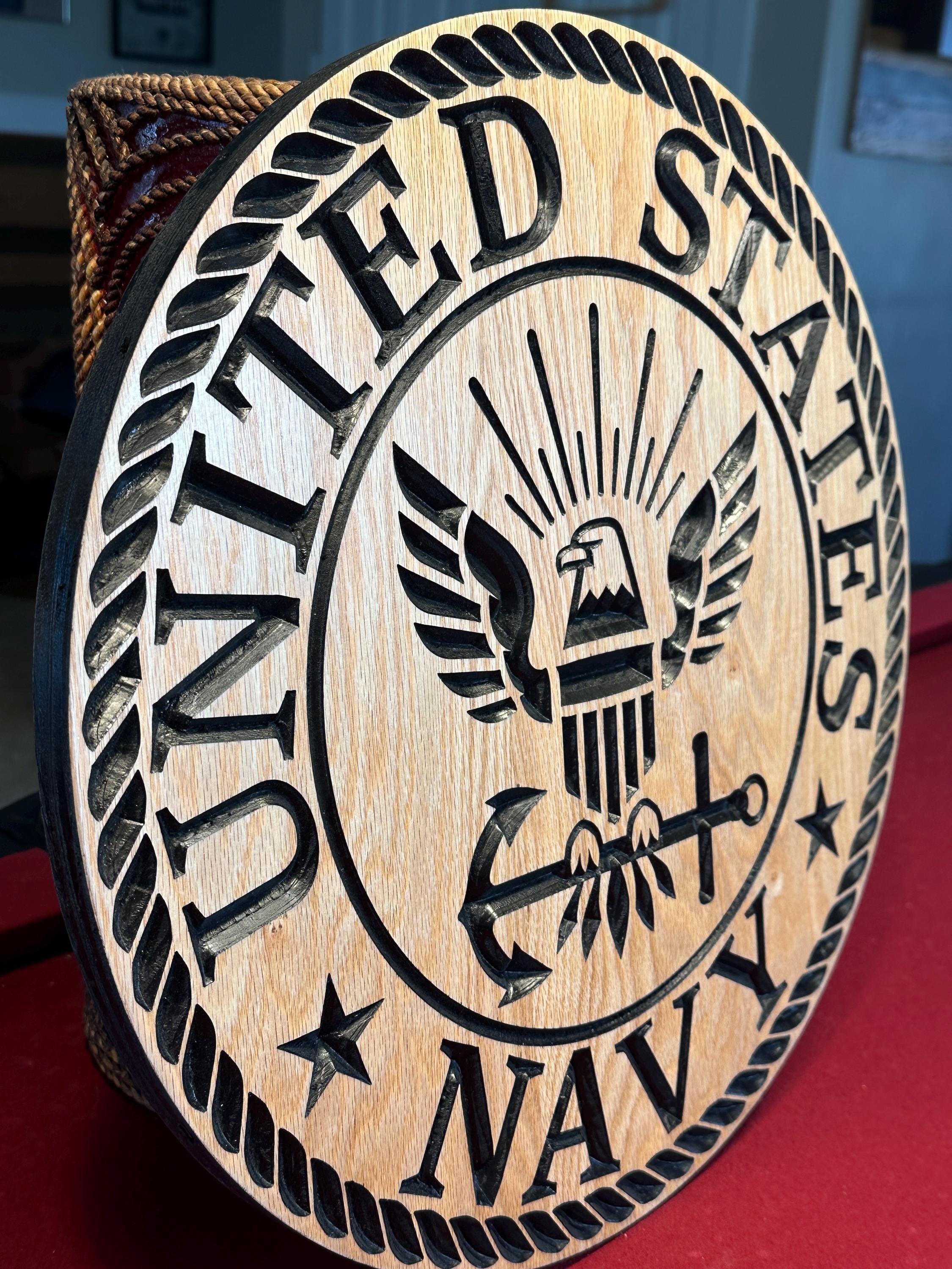 Carved United States Navy Emblem - Etsy