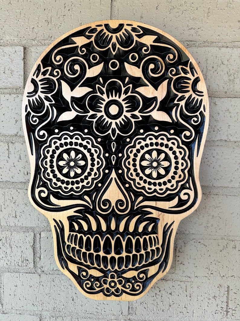 Carved Flowery Mexican Sugar Skull Dia De Los Muertos - Etsy