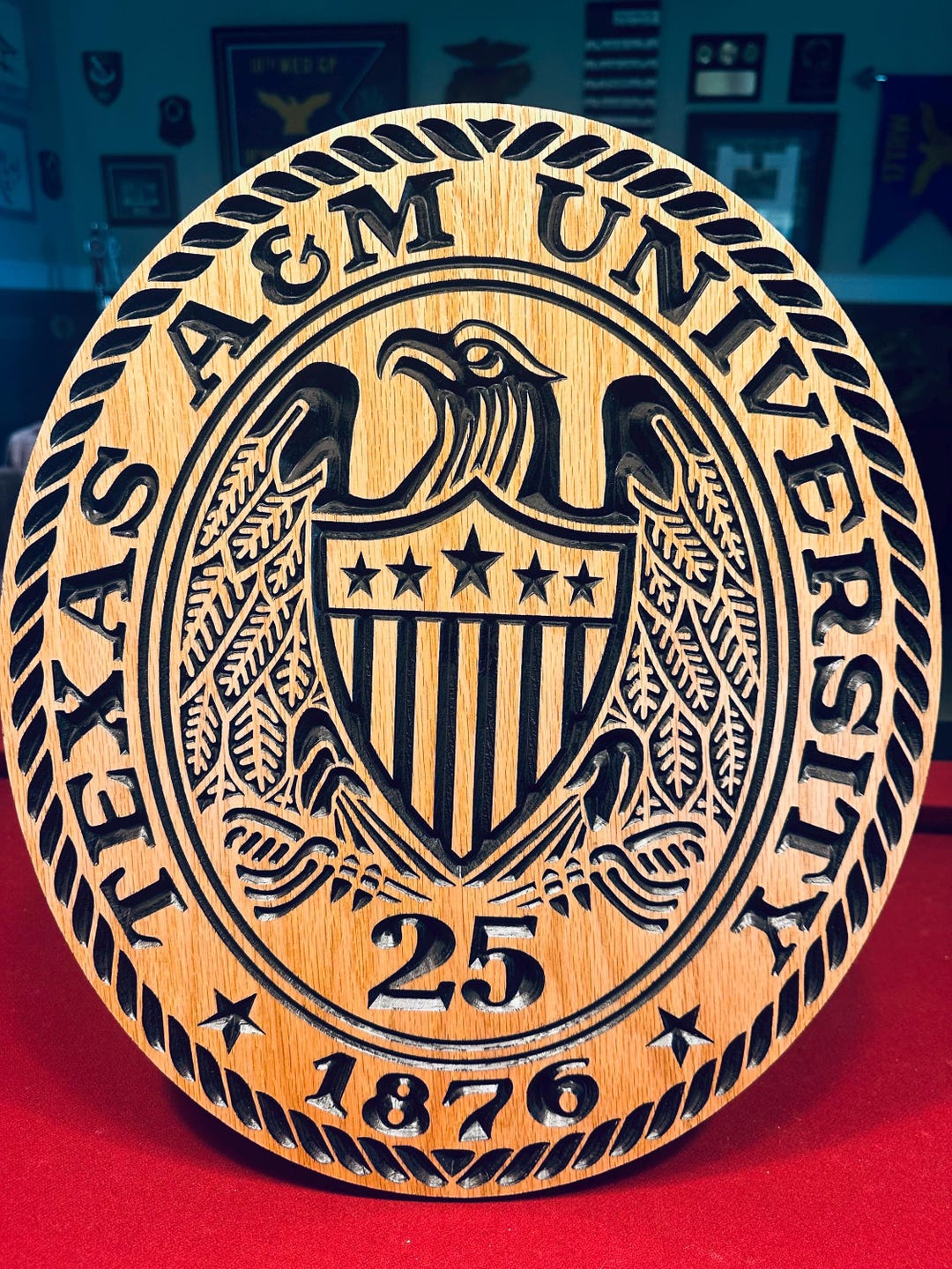 Texas A&M Seal, Aggie Graduation Gift, Carved Aggie Ring Crest, Aggie ...
