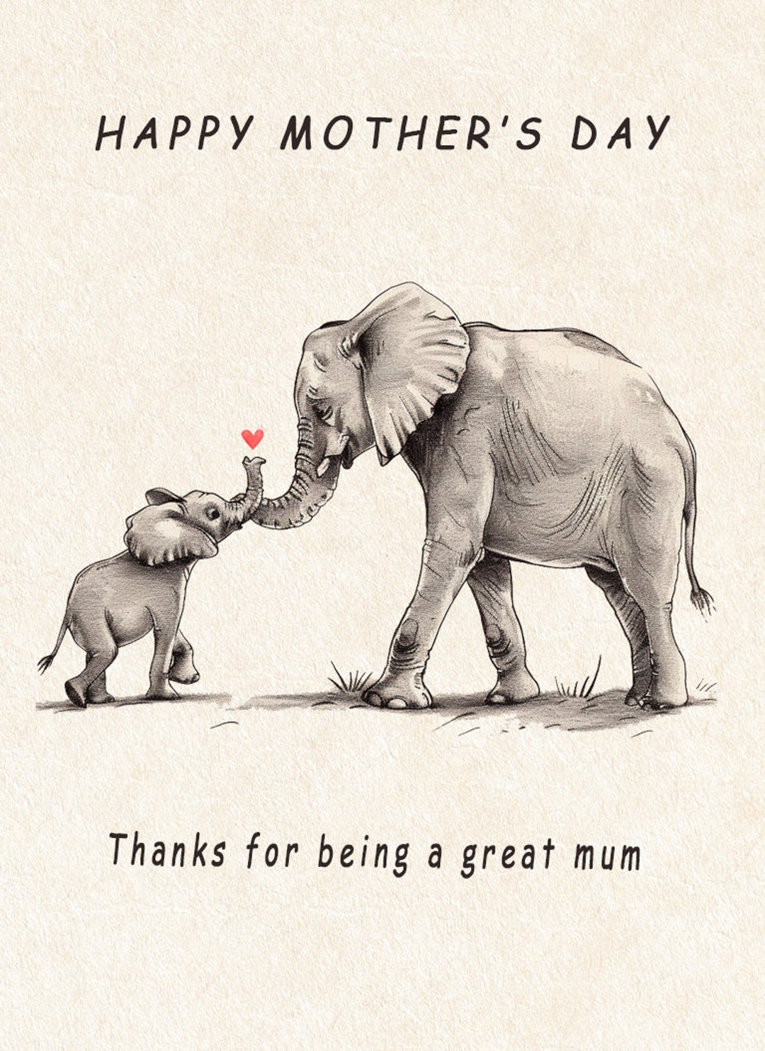 Elephant Mum Happy Mothers Day Card Printable Greeting Card Elephant ...