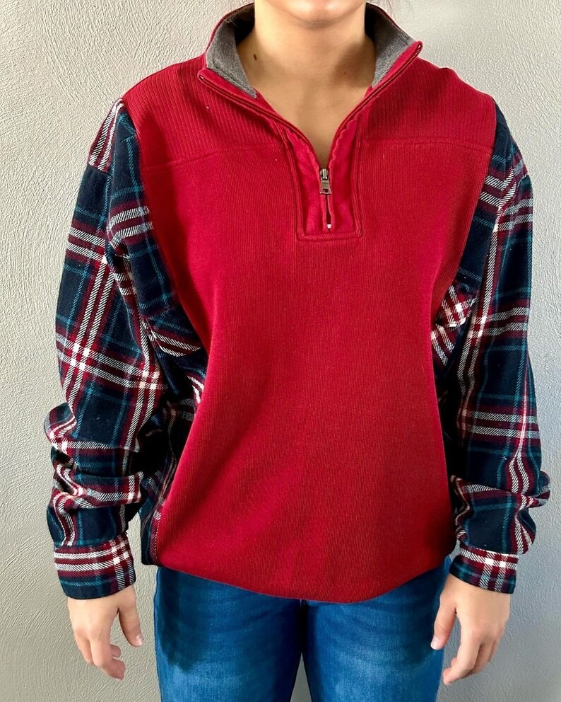 Red, White , Blue Flannel Sweater - Etsy