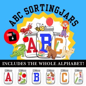 Letter Sorting Game Alphabet Matching Jars Game Kids Learning Activity ...
