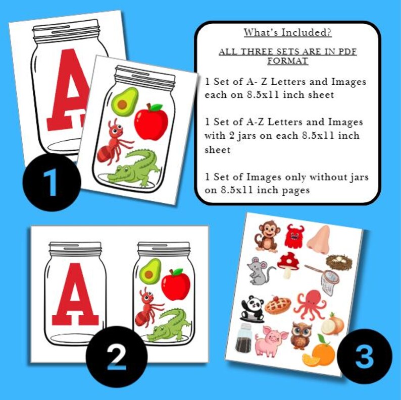 Letter Sorting Game Alphabet Matching Jars Game Kids Learning Activity ...