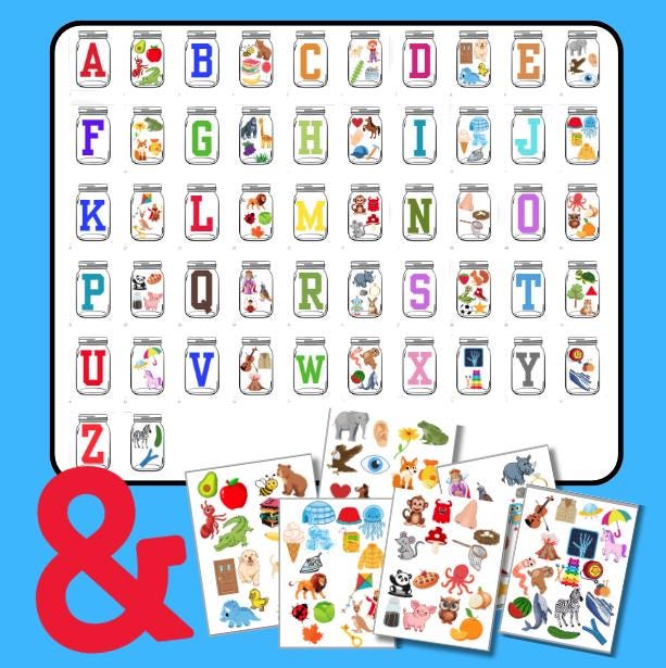 Letter Sorting Game Alphabet Matching Jars Game Kids Learning Activity ...