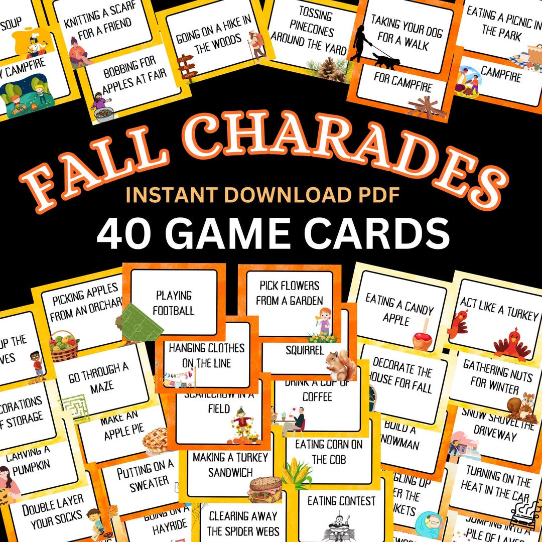 Charades, Fall Charades Printable Game, Classroom Game, Instant ...