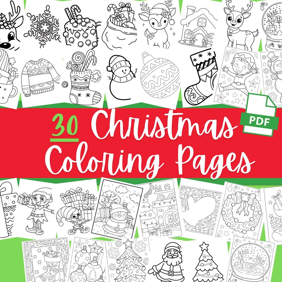 Christmas Coloring Pages Sheets 30 8.5x11 Sheets PDF Instant Digital ...