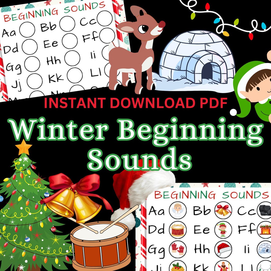 Beginning Sounds Matching Winter, Matching Game, Learn Letters ...