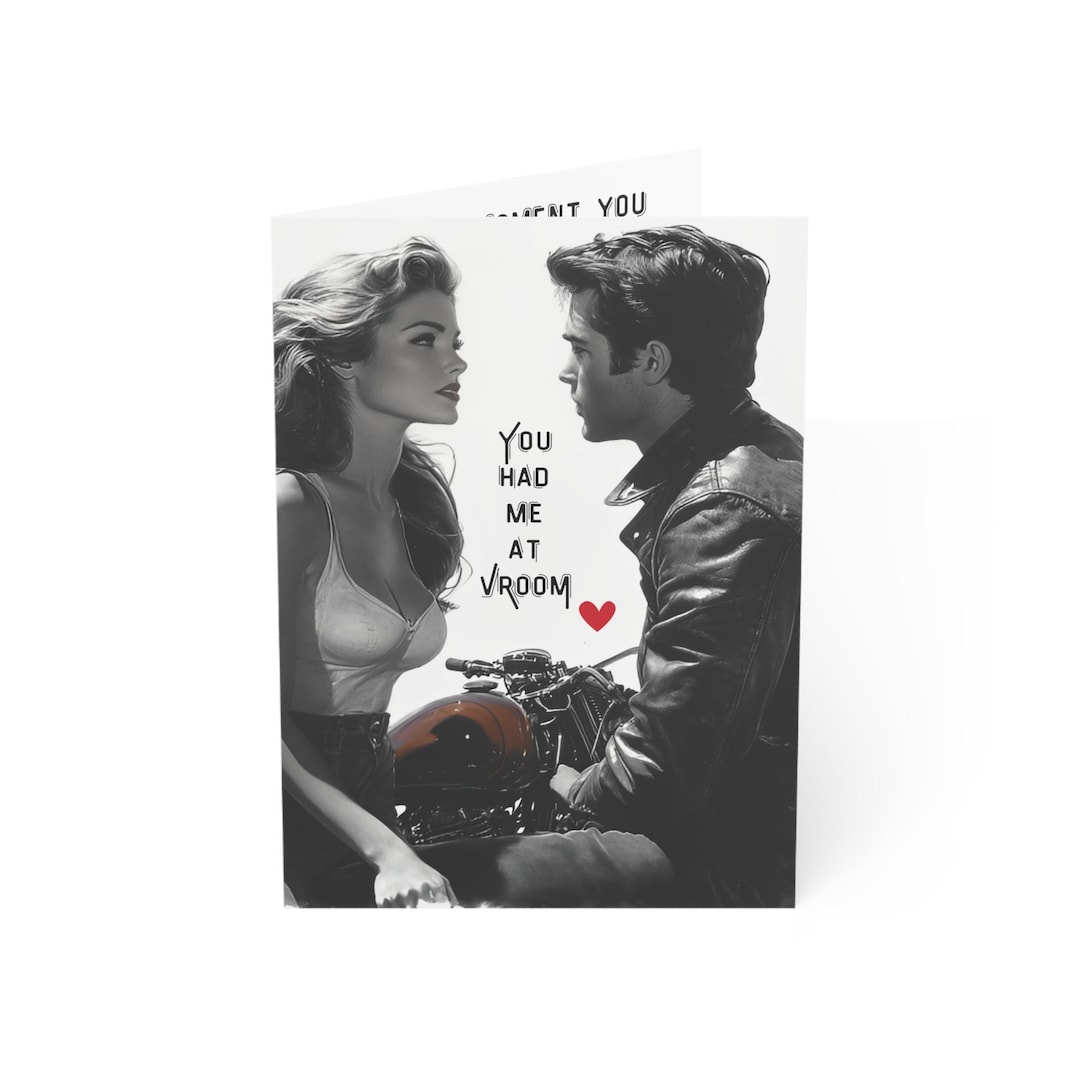 Vintage Motorcycle Valentines Card, Gift for Bikers, Retro Love Note ...