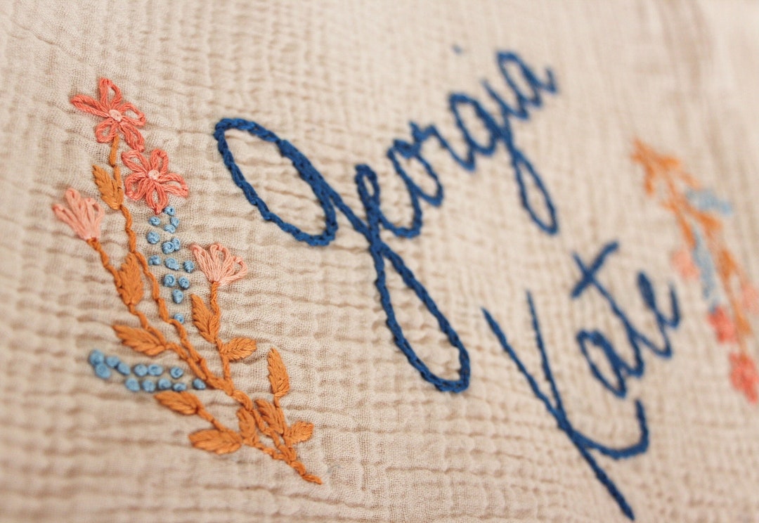 Hand Embroidered Swaddle Baby Blanket, Personalized Swaddle Blanket ...