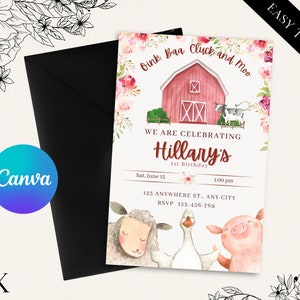 Editable Farm Theme Birthday Invitation - Digital Download - Barnyard ...