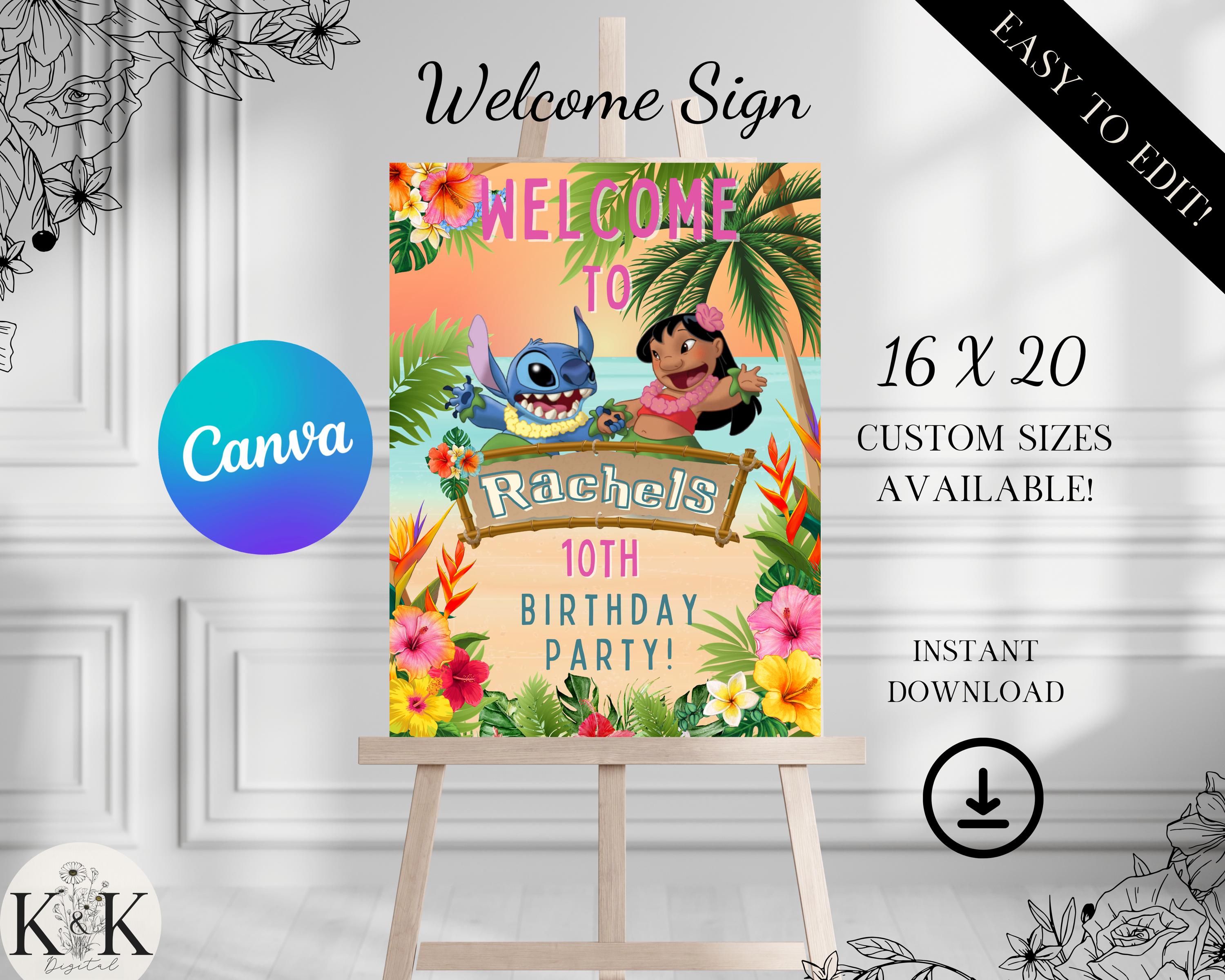 Lilo and Stich Tropical Party Welcome Sign, Stitch Luau Birthday Poster ...