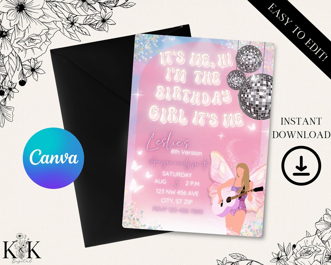 Printable Taylor Swift Birthday Party Invitation| Eras Birthday Party ...