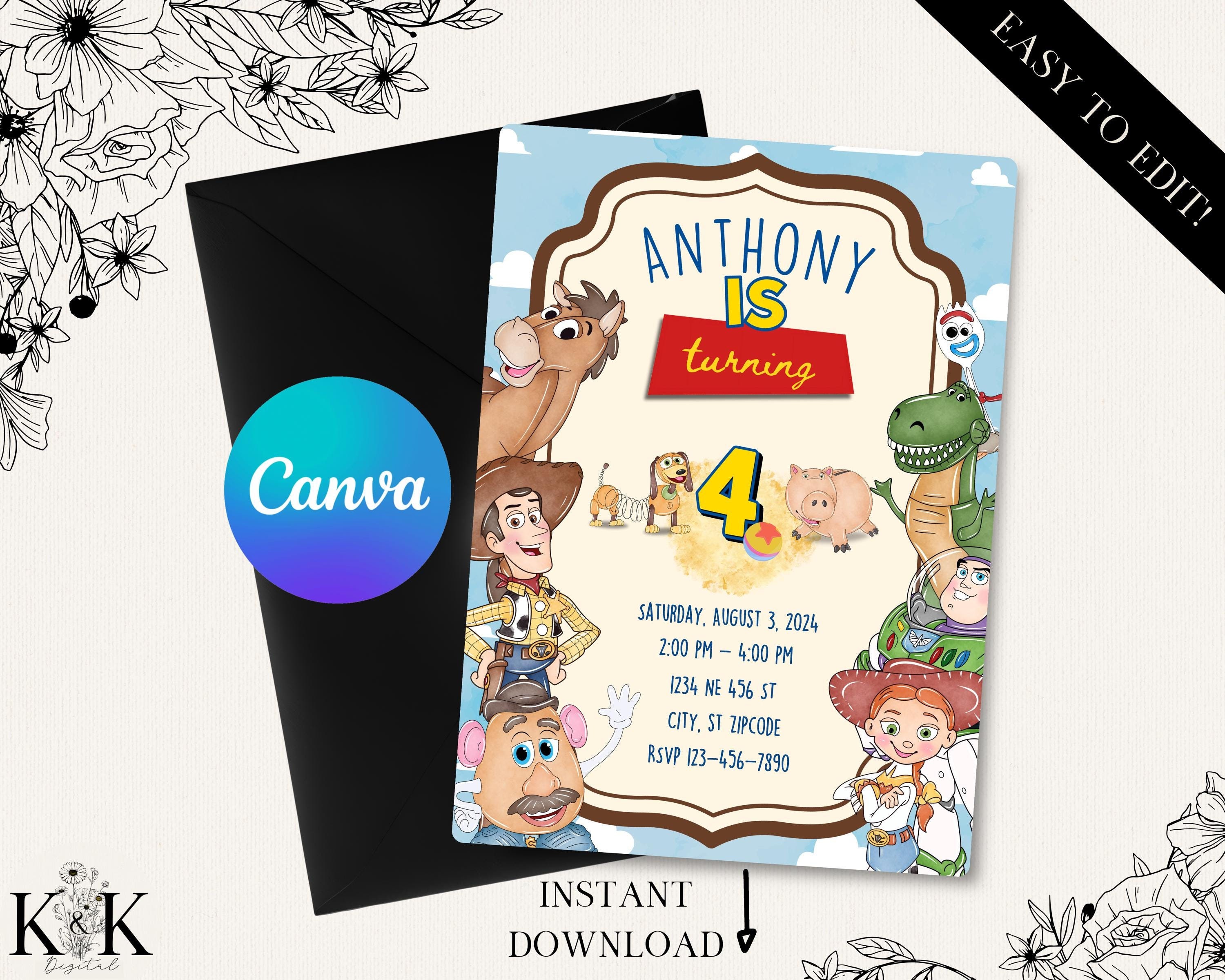 Toy Story Birthday Invitation, Toy Story Birthday Party, Kids Digital ...