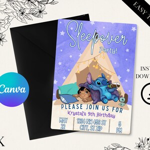 Lilo and Stich Slumber Party Invitation, Stitch Sleepover Birthday ...
