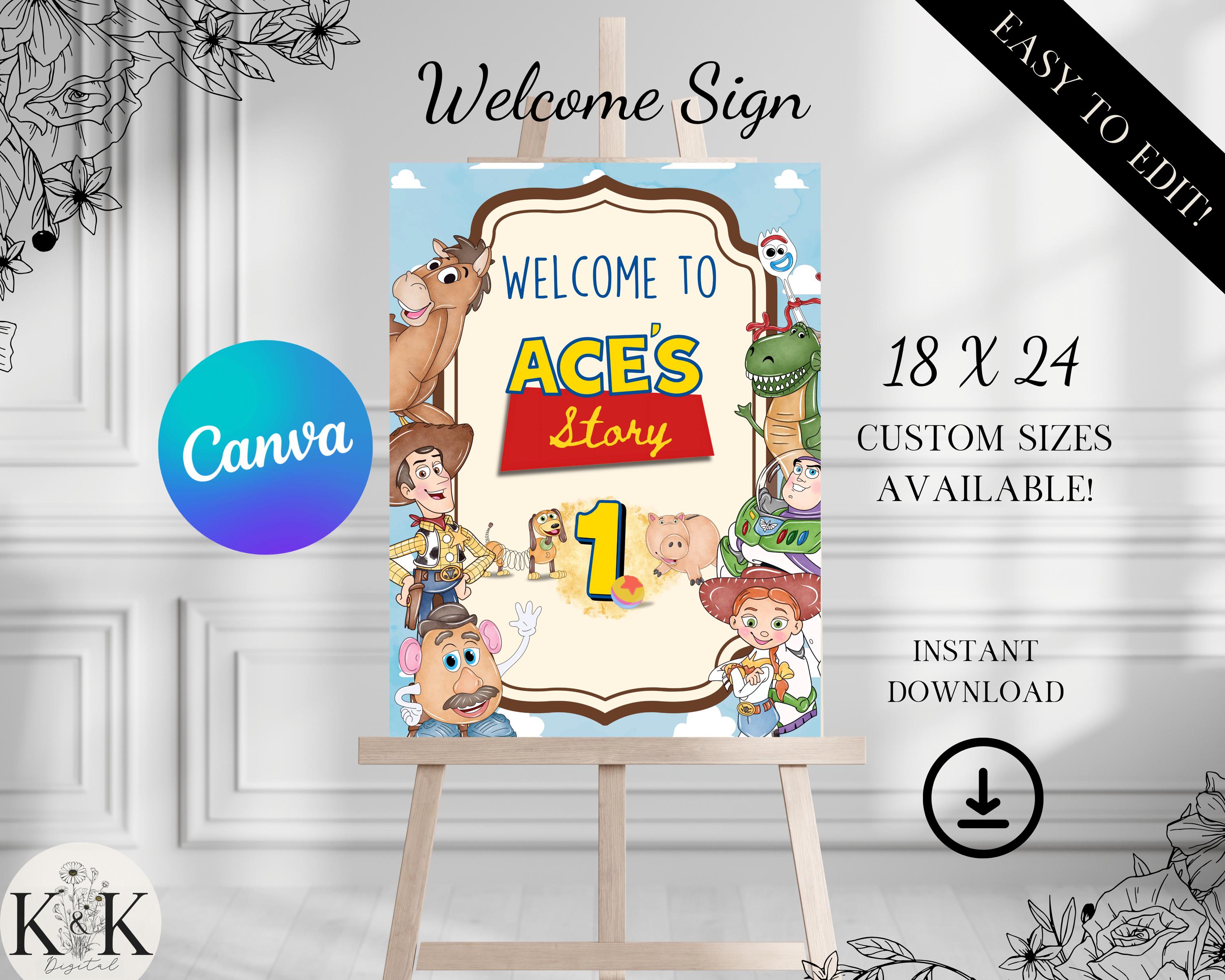 Toy Story Welcome Sign, Toy Story Party Poster, Birthday Party Signage ...