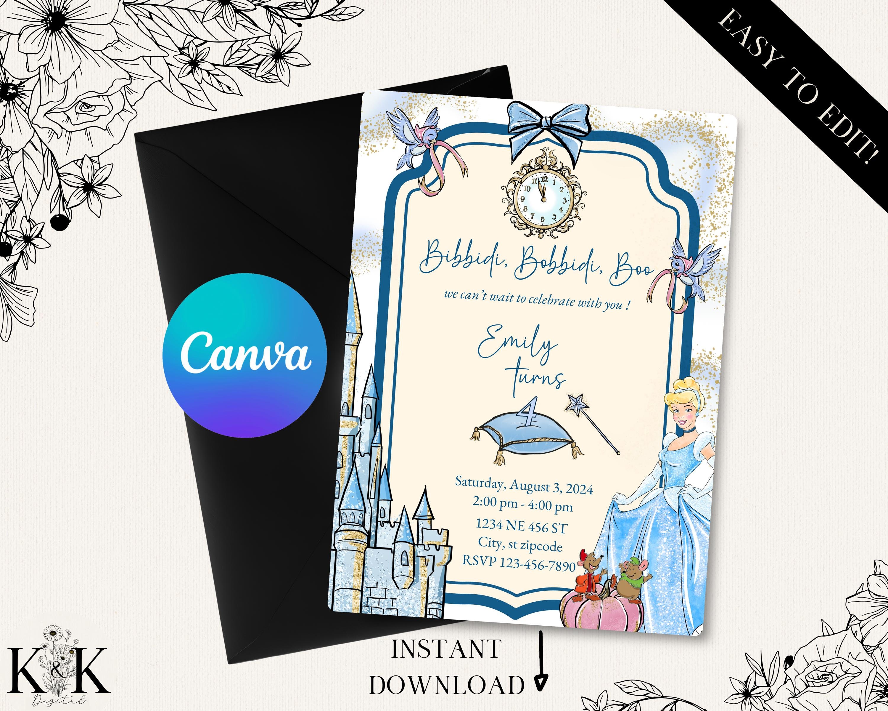 Cinderella Birthday Invitation, Princess Party Theme, Disney Party ...