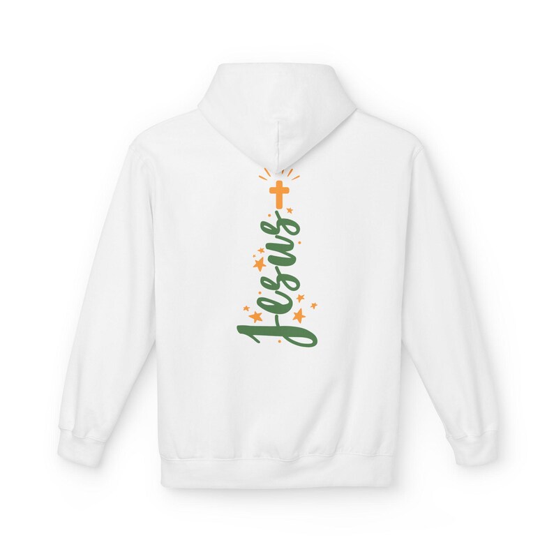Jesus Script Vertical Cross Hoodie | Faith Christian Religious Design ...