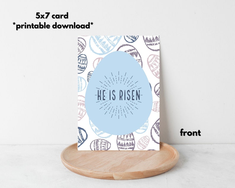 He is Risen Easter Card printable Download Stylish Easter Digital Card, 5x 7 Folded, Instant ...