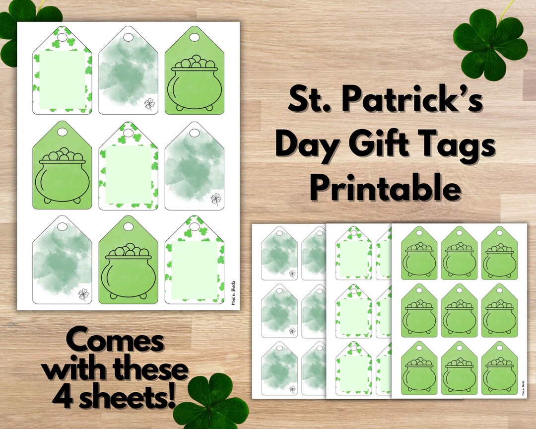 St. Patrick's Day Gift Tags printable Download - Etsy
