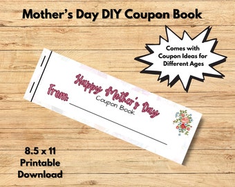 Mothers Day Coupons Template, Last Minute Present for Mom, Love Coupon ...
