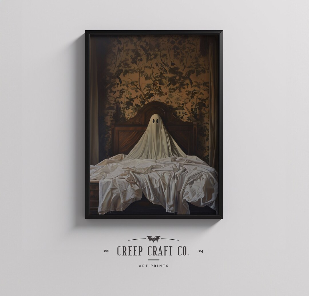 Ghost in Sheets Art Print | Dark Academia Gothic Decor (digital ...