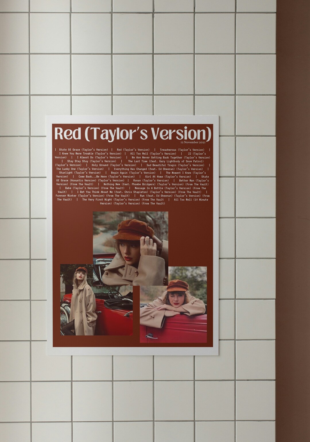 DIGITAL Red taylor's Version Album Cover Poster, Taylor Swift, Wall Art ...