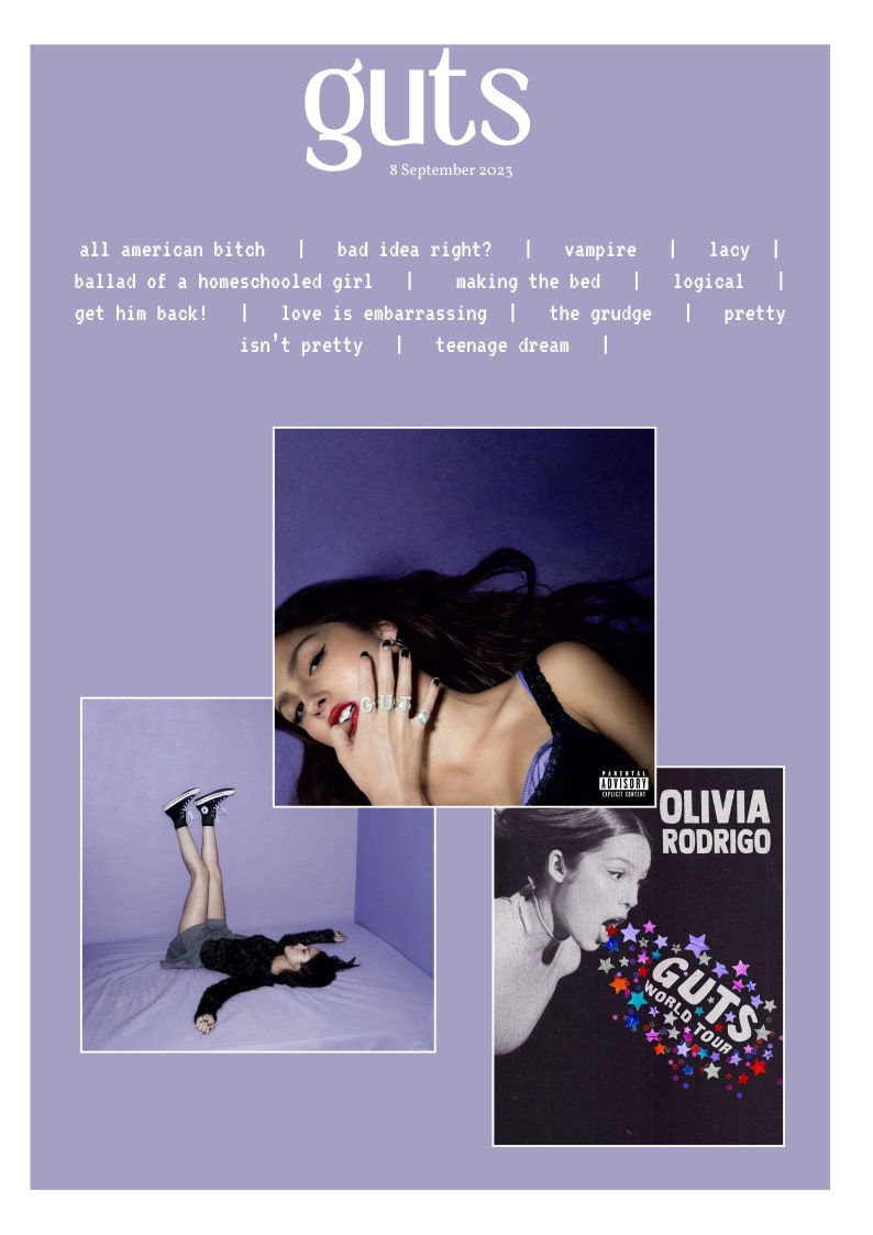 DIGITAL Guts Album Cover Poster, Olivia Rodrigo, Wall Art, Wall Decor ...