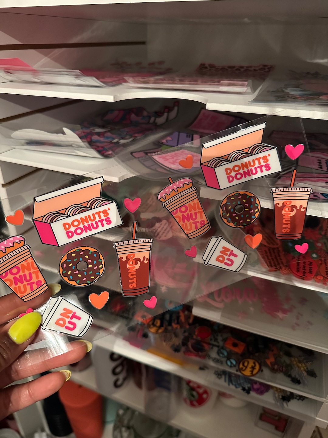 Donuts 16 Ounce Glass Cup Transfers UVDTF Glass Tumbler Wraps Adhesive ...