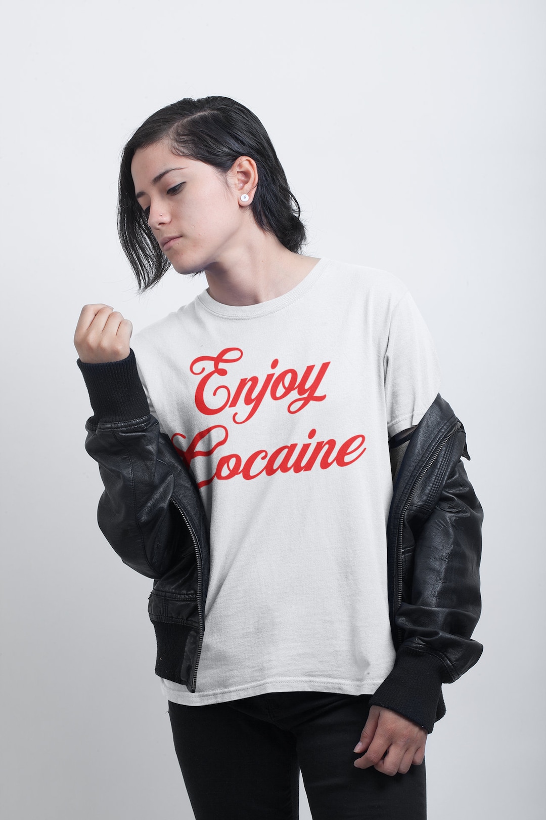 Enjoy Cocaine Aesthetic T Shirt, Unisex Heavy Cotton Tee, Goth Punk T ...