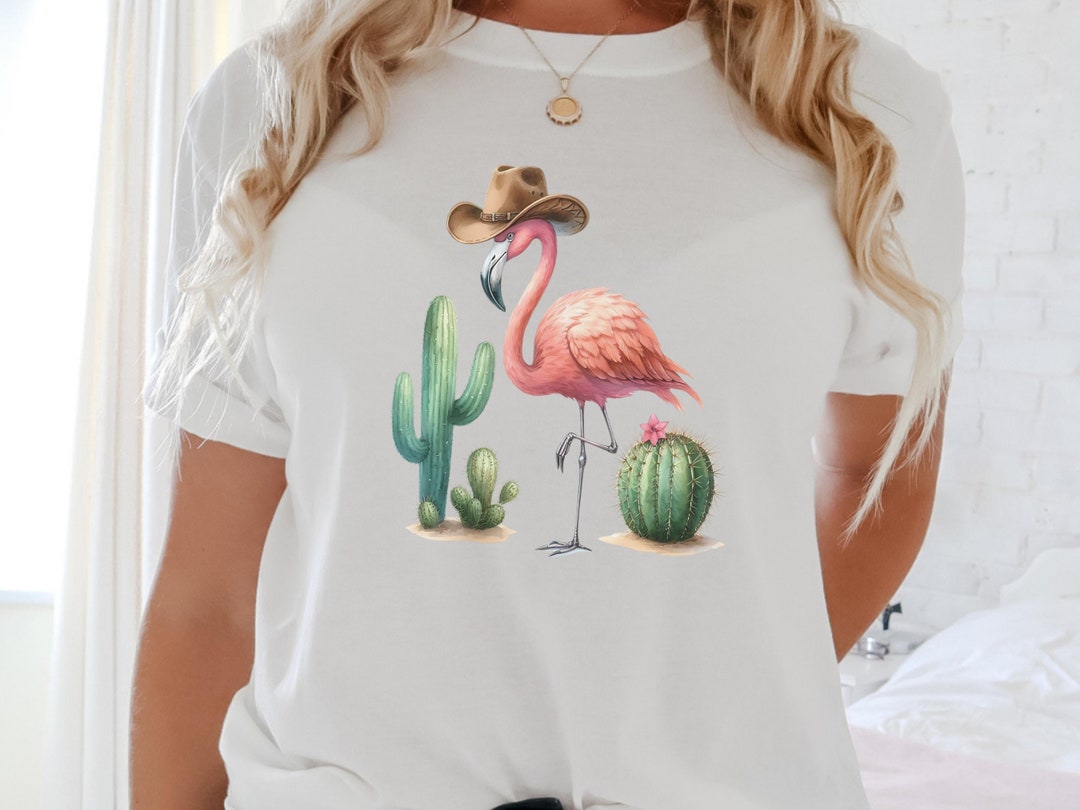 The Wild West Flamingo Tee Flamingo Cowboy Stylish Graphic T-shirt - Etsy