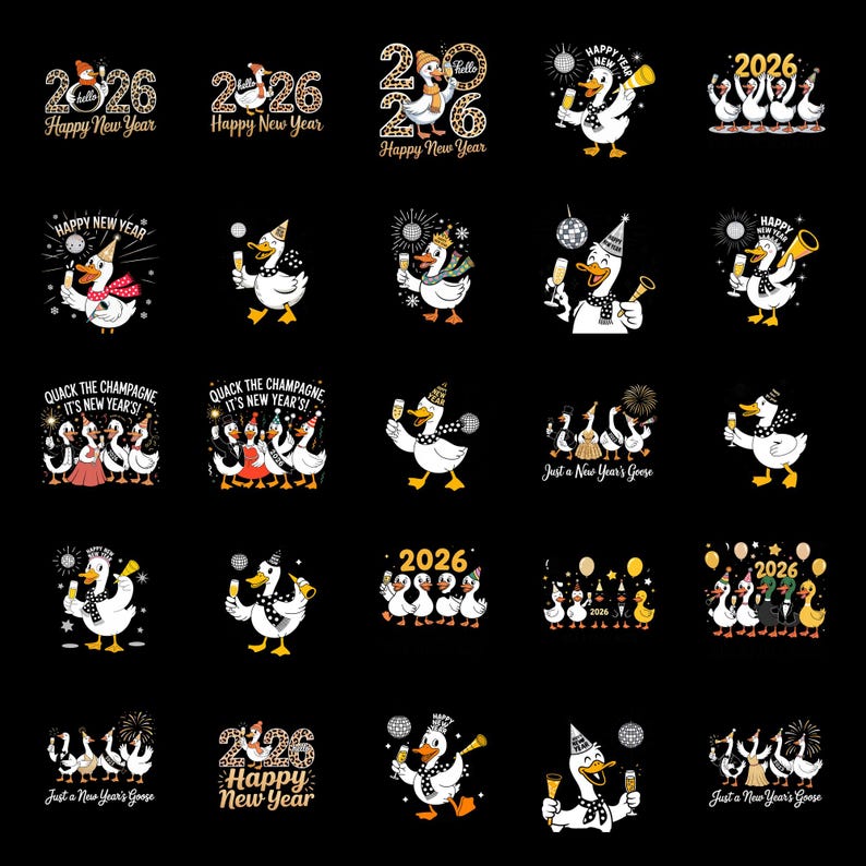 Goose 2026 PNG, Funny Goose Happy New Year 2026 Design, Cute Goose ...