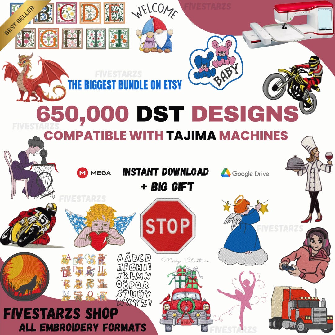 Massive Embroidery Design Collection for Tajima Machines – Over 650,000 ...