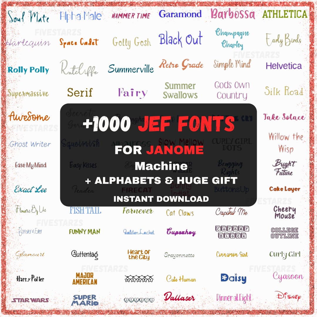 1000+ Machine Embroidery Font Designs (1", 2", 3") – JEF Format for ...