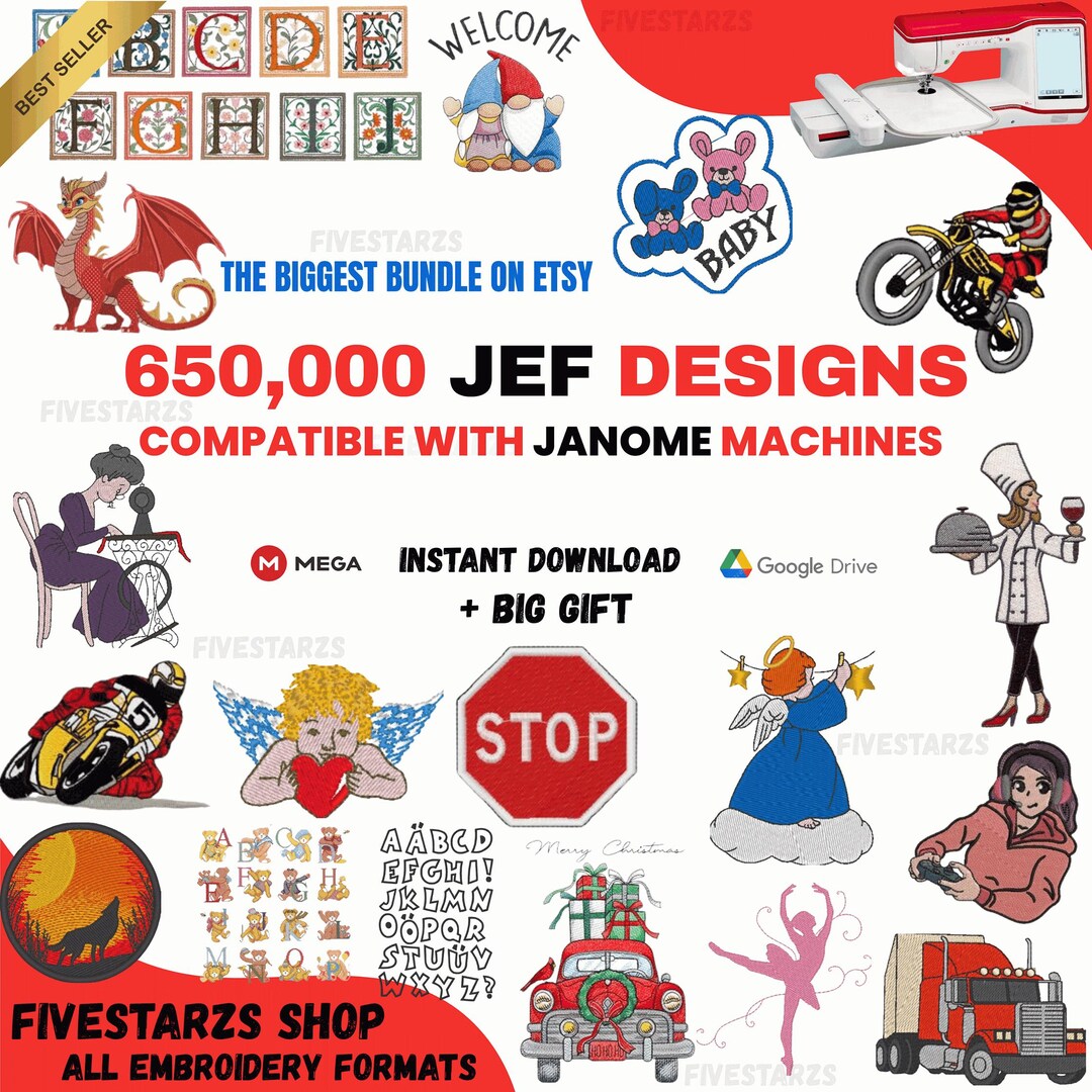 Massive Embroidery Designs Collection for Janome Machine - 650,000 ...