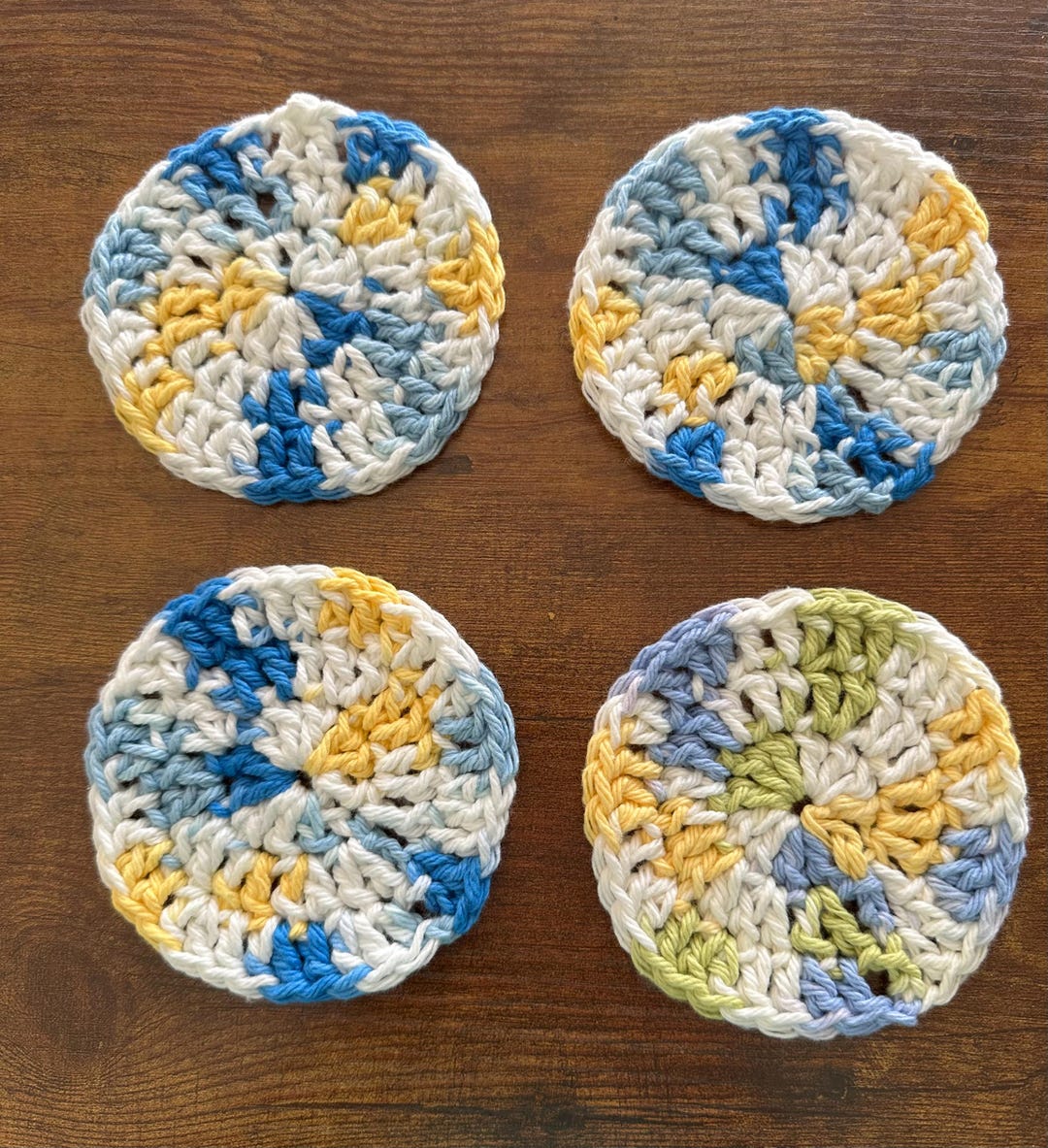 Crochet Round Coasters: Set 0f 4 100% Cotton Yarn - Etsy
