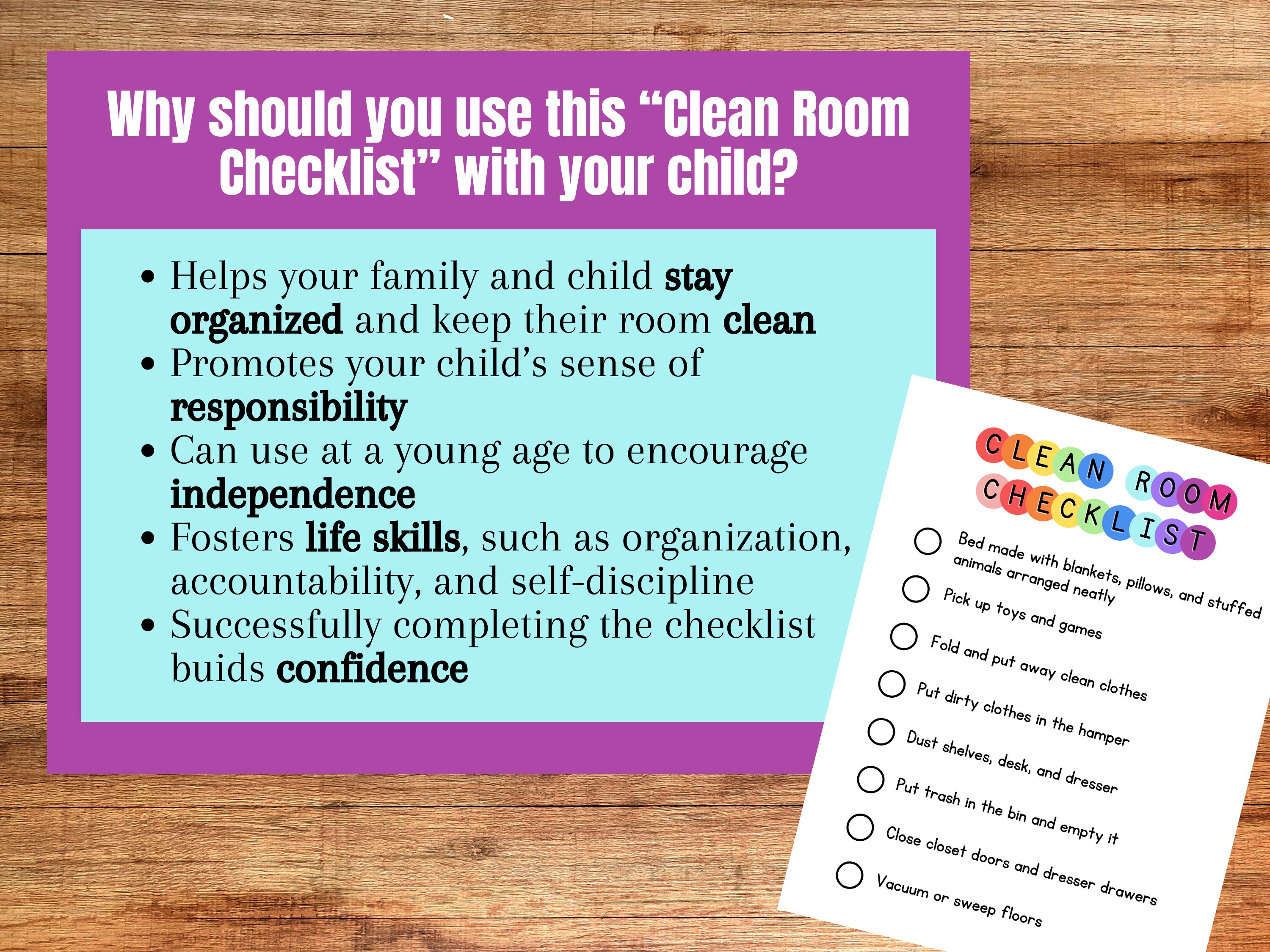Kids Clean Room Checklist, Cleaning Guide, Chore Chart Editable PDF ...
