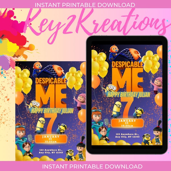 Despicable Me Invite - Etsy