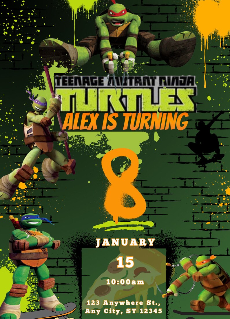 Editable TMNT Birthday Invitation, Teennage Mutant Ninja Turtles ...
