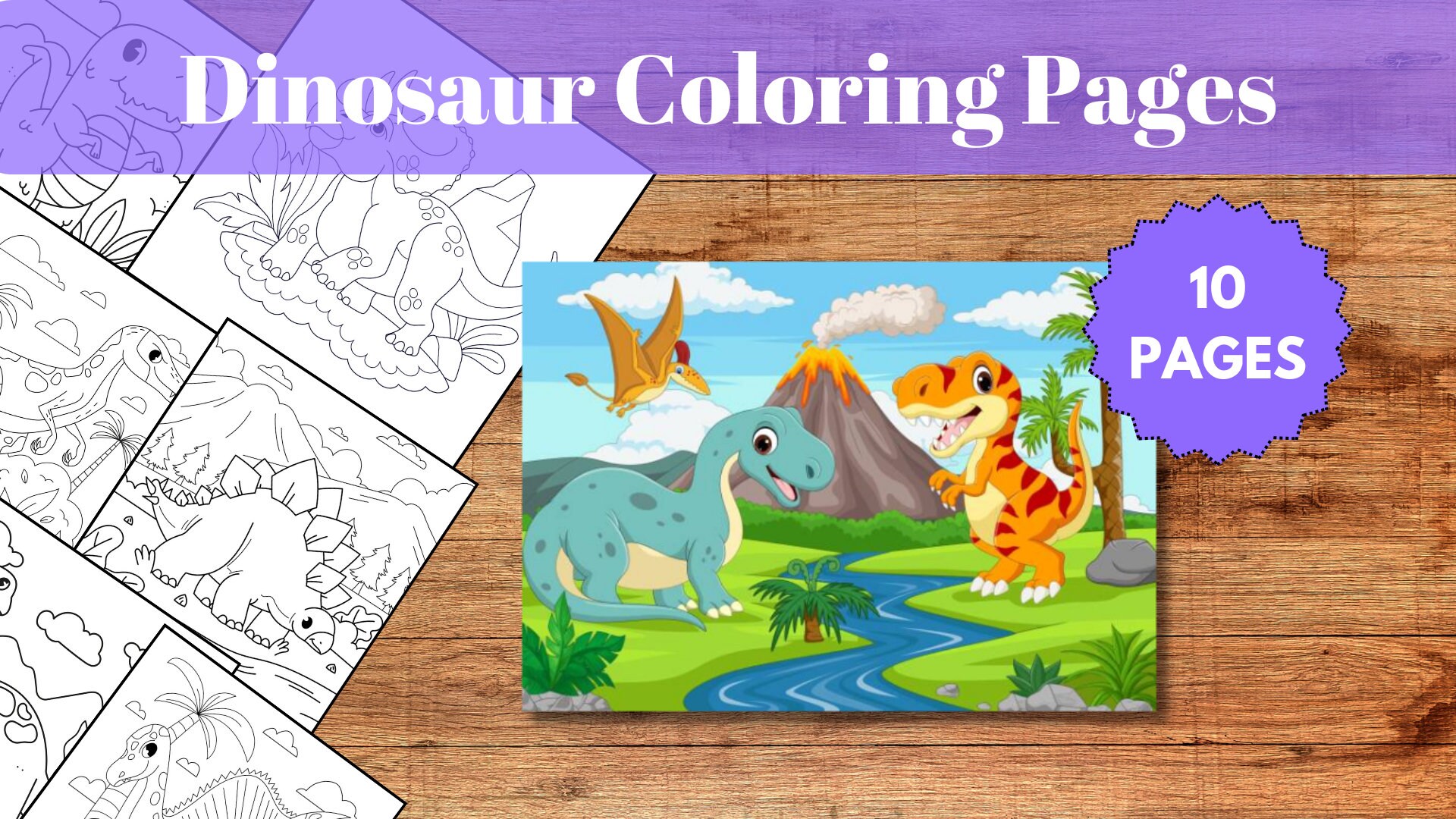 10 Cute Dino Coloring Pages for Kids, Dinosaurs Coloring Pages ...