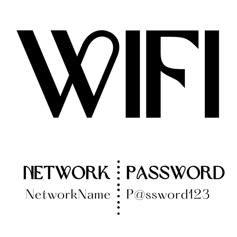 Minimalist Wifi Password Sign, Editable & Printable Wifi Sign Template ...