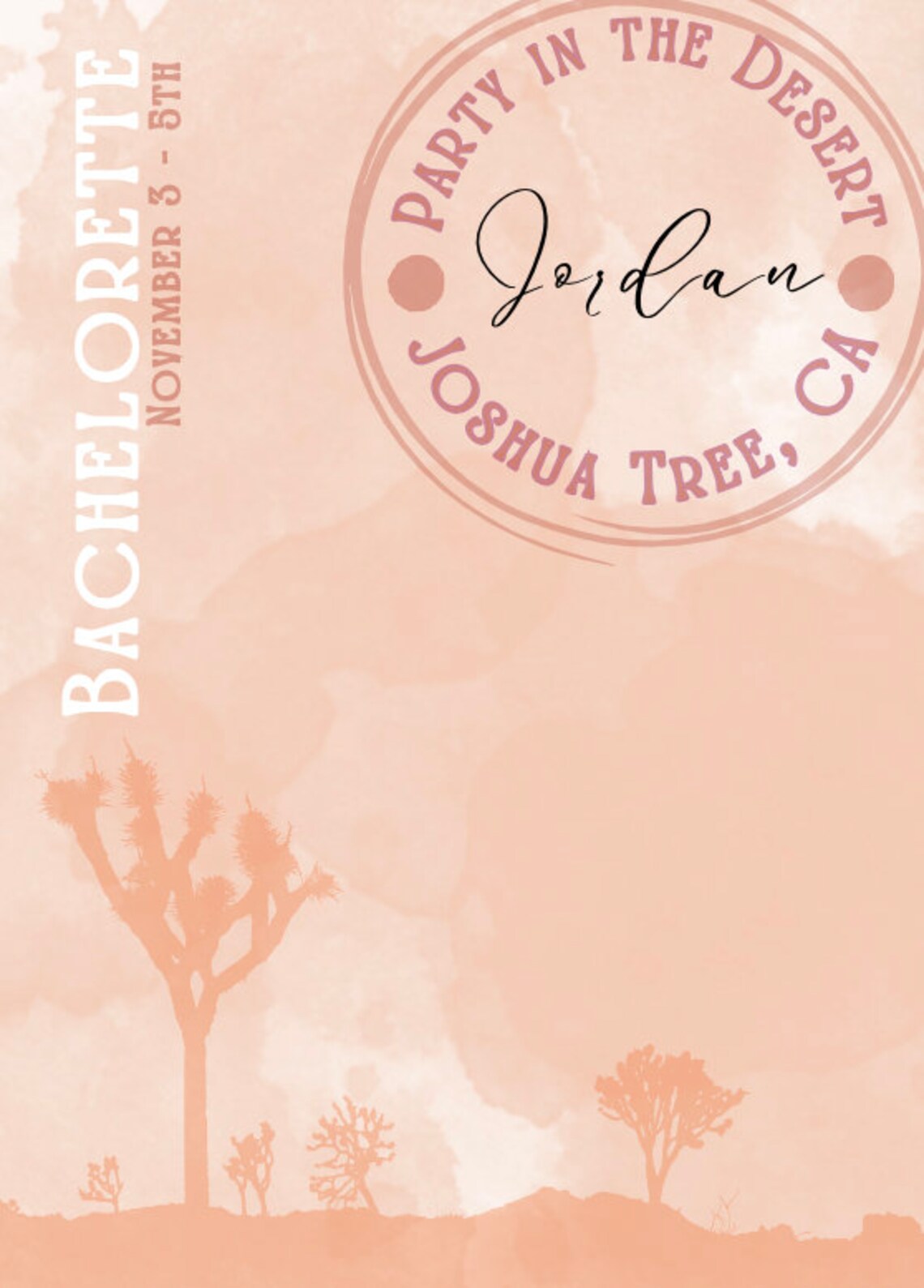 Joshua Tree Bachelorette Invite, Itinerary, and Packing List, Editable ...