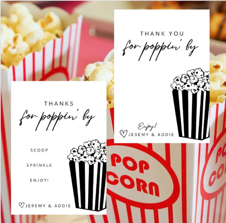 Popcorn Bar Sign for Wedding or Baby Shower - Editable & Printable in ...