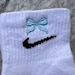 Embroidered Blue Bow Ankle Socks, Dainty Coquette Socks - Etsy