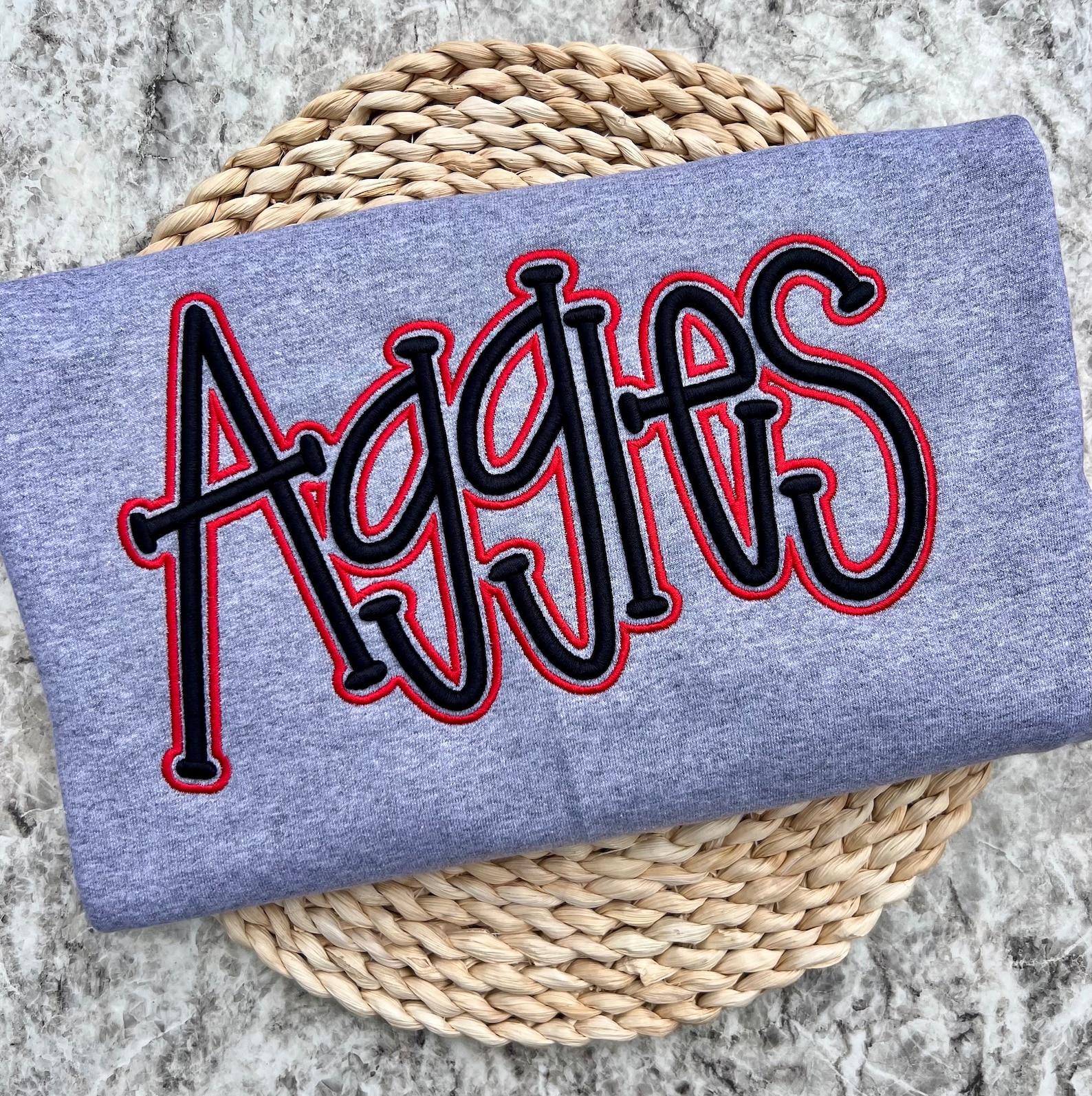 Aggies, 3D Puff Embroidery, School Pride Sweatshirt, Custom Crewneck ...