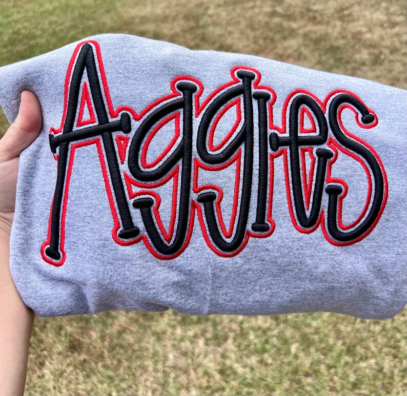 Aggies, 3D Puff Embroidery, School Pride Sweatshirt, Custom Crewneck ...