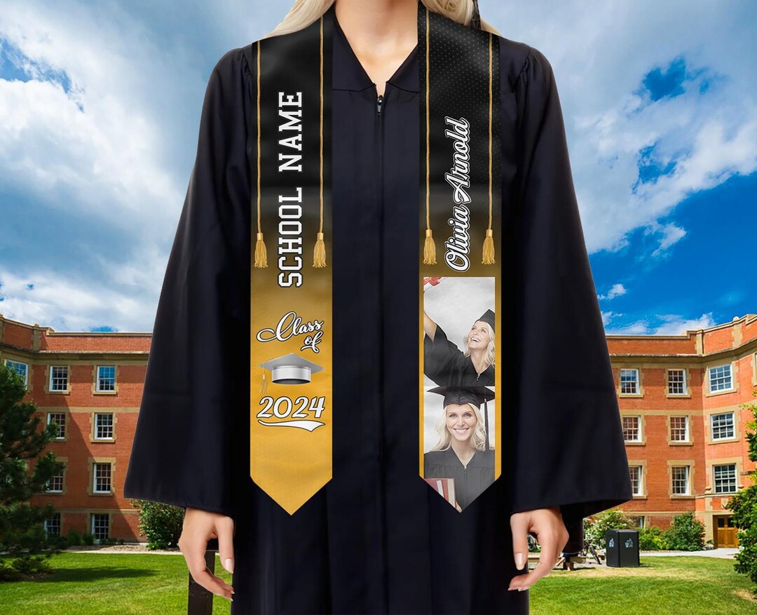 Personalized Photo Graduation Stole, Custom Memorial Sash, Class of ...